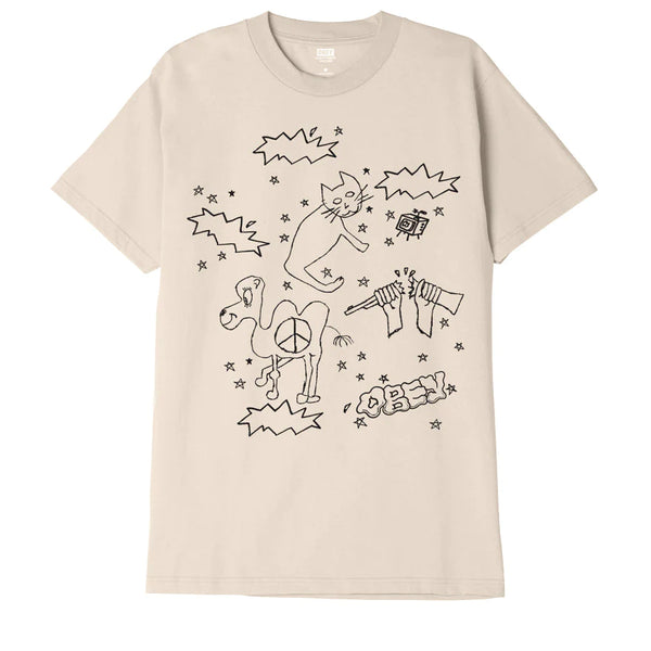Buy the Obey Cat & Camel T-Shirt - Cream | Jingo Clothing