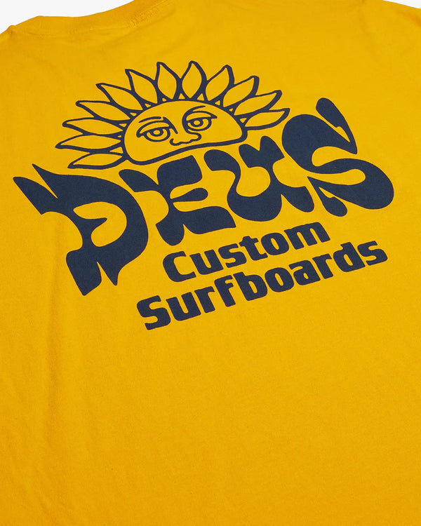 Buy the Deus Sleeping Sun T-Shirt - Golden Rod | Jingo Clothing